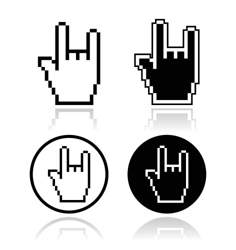 Pixel hand cursors collection Royalty Free Vector Image