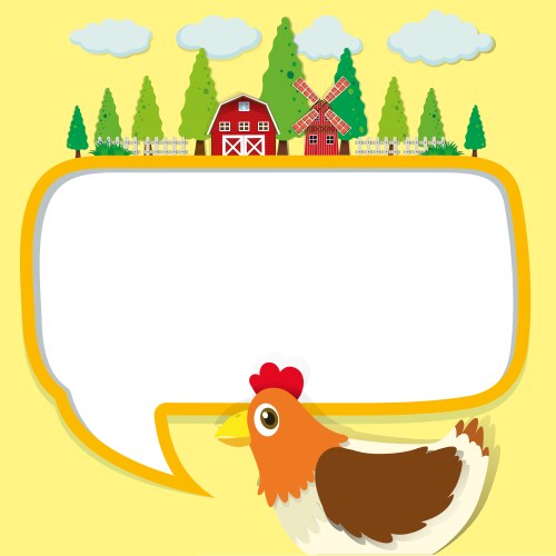 Border design with chicken and farm Royalty Free Vector
