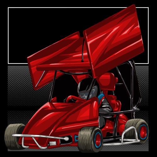 Red drag racing car with grey strip Royalty Free Vector