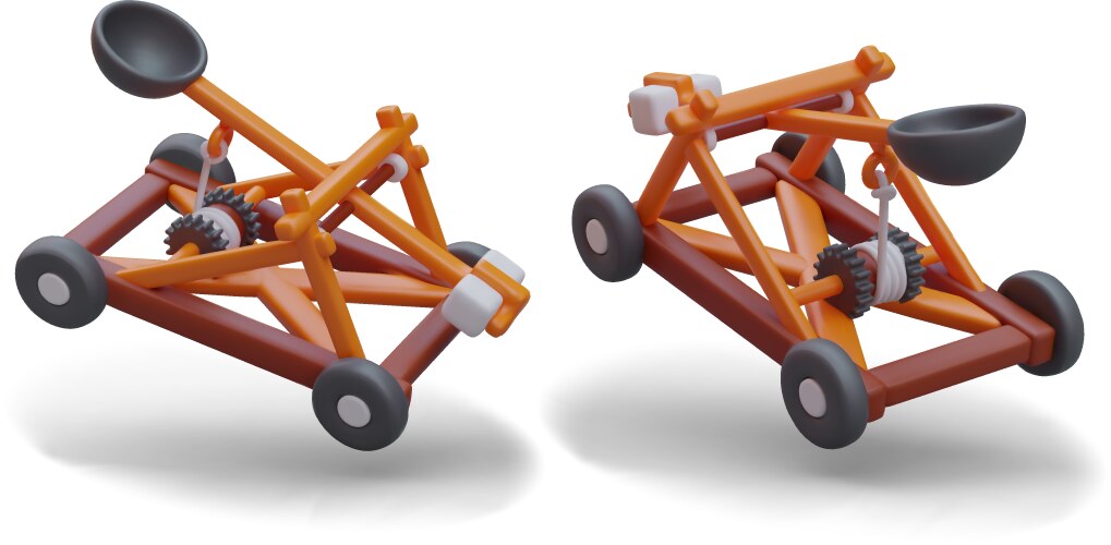 Ballista catapult cannon 3d set of weapons Vector Image
