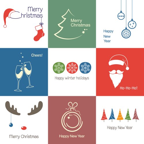 Christmas symbols set Royalty Free Vector Image