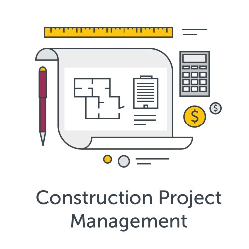 Construction project management line icon Vector Image