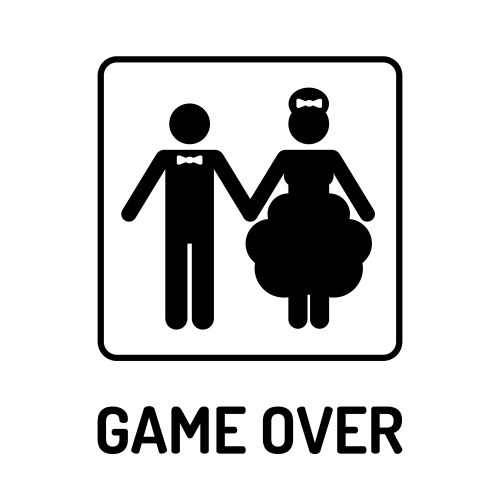 Funny wedding symbol - game over Royalty Free Vector Image