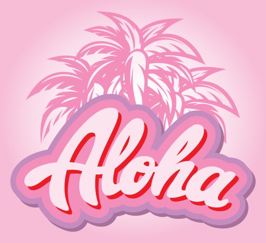 Color on aloha with a palm Royalty Free Vector Image