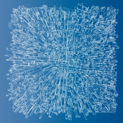 Wire-frame city blueprint style Royalty Free Vector Image