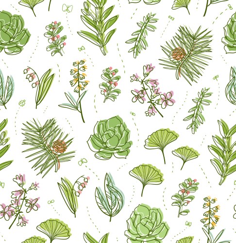 Seamless botanical pattern floral background Vector Image