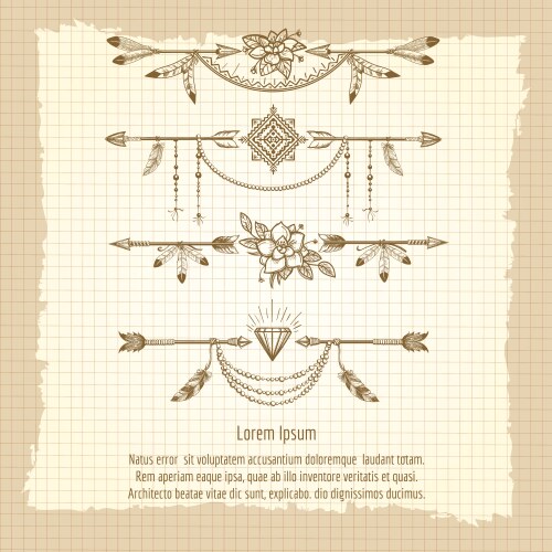 Arrow feather page dividers Royalty Free Vector Image
