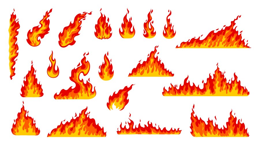 Cartoon fire flames bonfire burning Royalty Free Vector