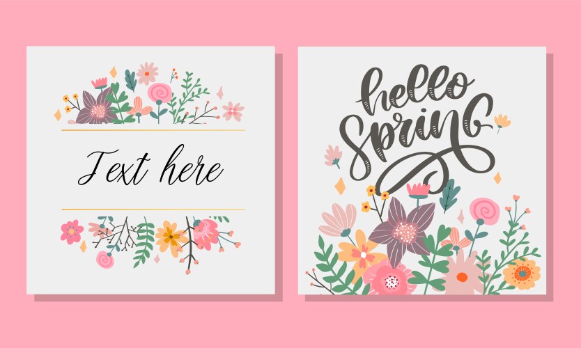Spring poster with text in frame colorful bouquet Vector Image