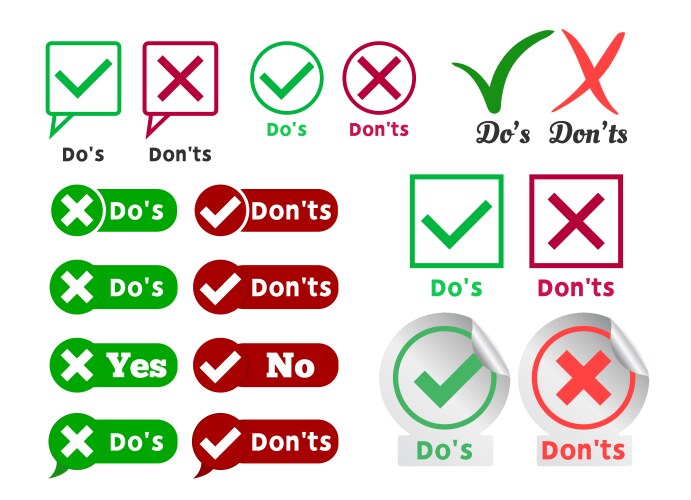Check mark yes and no icons set Royalty Free Vector Image