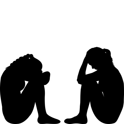 Sad woman silhouette Royalty Free Vector Image