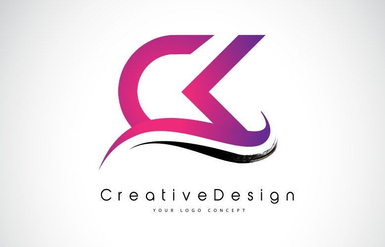 Kc k c letter modern logo design with yellow Vector Image