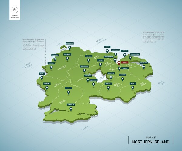 Map northern ireland with districts Royalty Free Vector