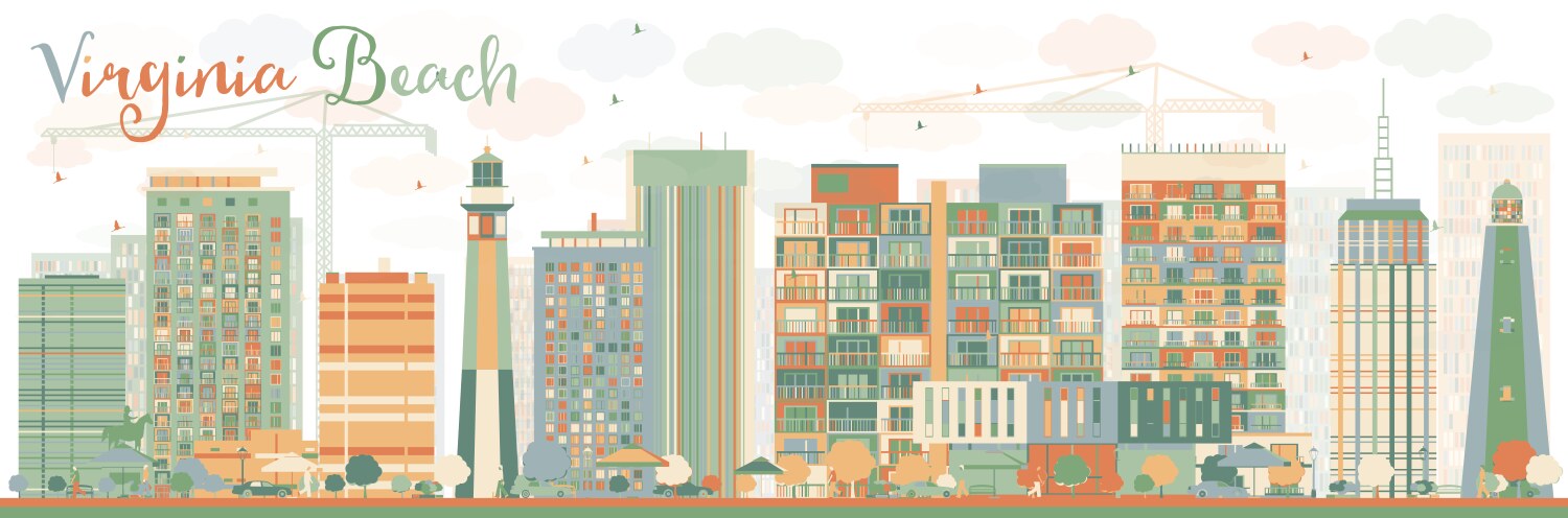 Virginia beach multiple color gradient skyline Vector Image