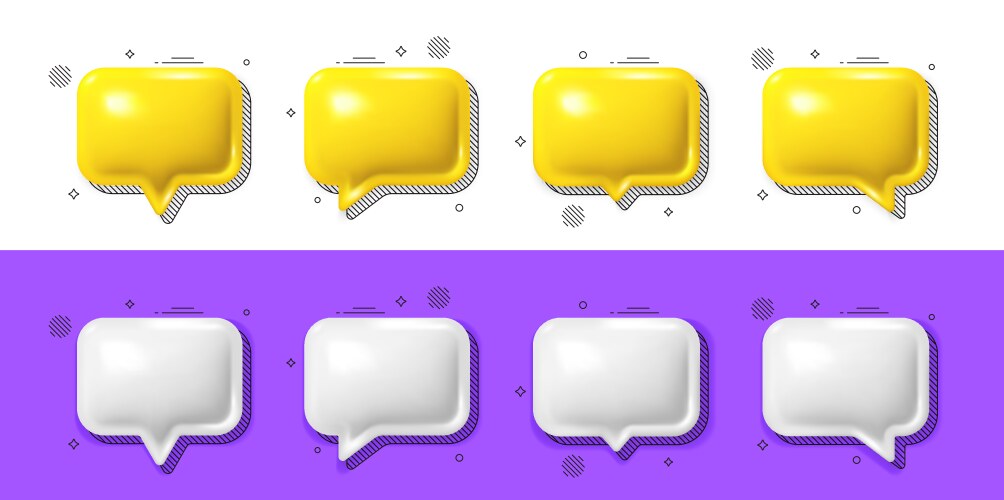 Set of 3d chat speech bubble icons speak Vector Image