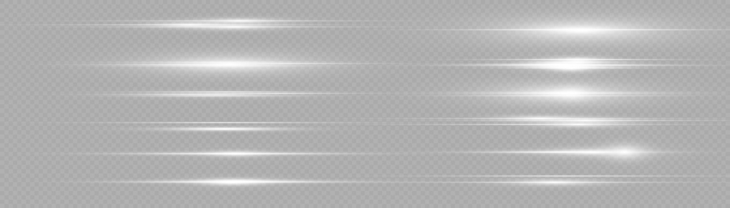 Horizontal line light white laser beams spark star