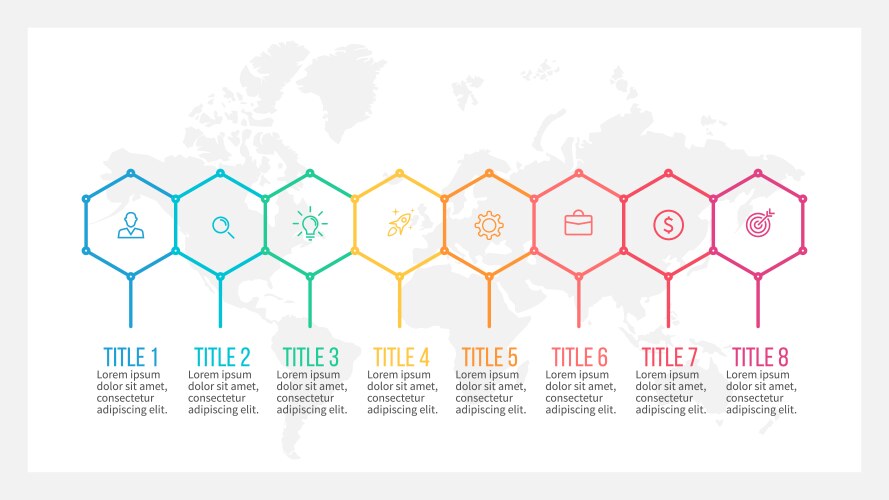 Business infographics timeline with 8 steps Vector Image