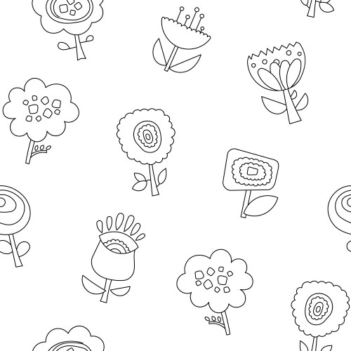 Decorative flowers coloring page Royalty Free Vector Image