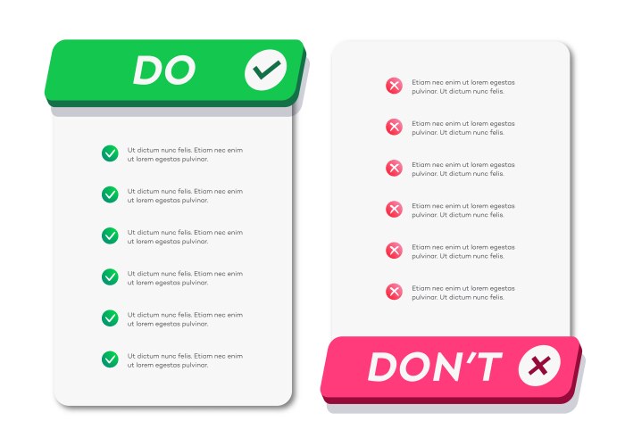 Do and dont infographic templates frame Royalty Free Vector