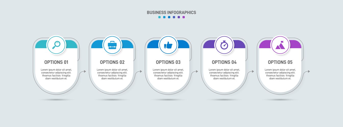 Horizontal progress bar featuring 5 arrow-shaped Vector Image