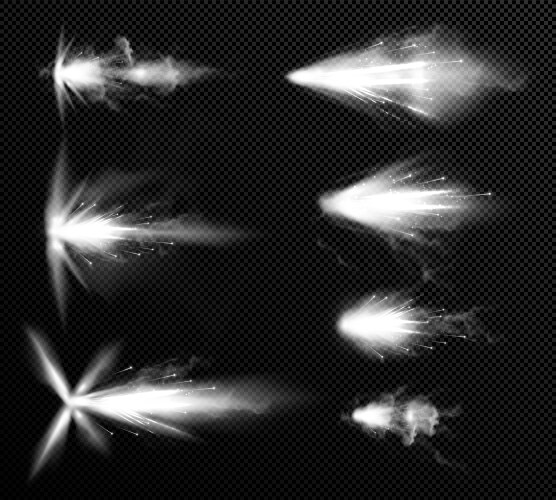 Realistic gun flashes Royalty Free Vector Image