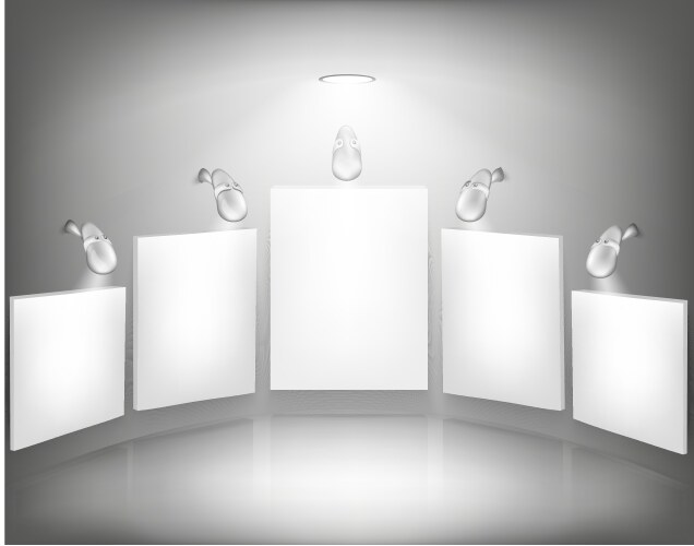 Empty gallery with blank picture frames Royalty Free Vector
