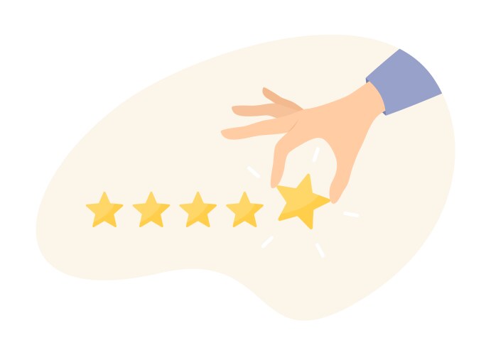 Hand giving five star rating isolated on white Vector Image