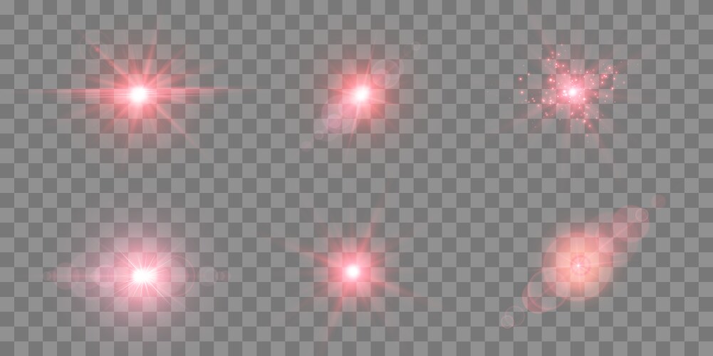 Red and gold lens flares set sun flash with rays Vector Image