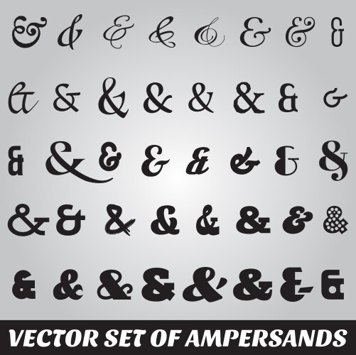 Big collection of custom handwritten ampersands Vector Image