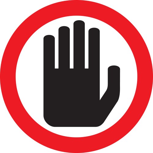 Stop hand sign no entry icon Royalty Free Vector Image