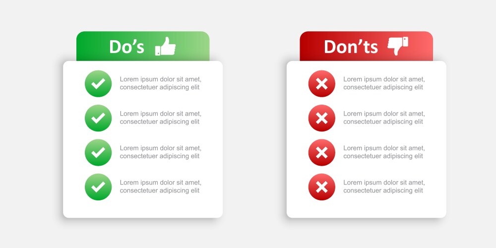 Do and dont icon in flat style dos donts Vector Image
