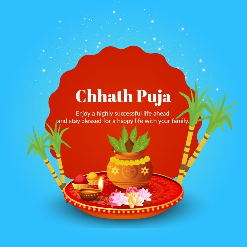 Happy chhath puja banner design template Vector Image