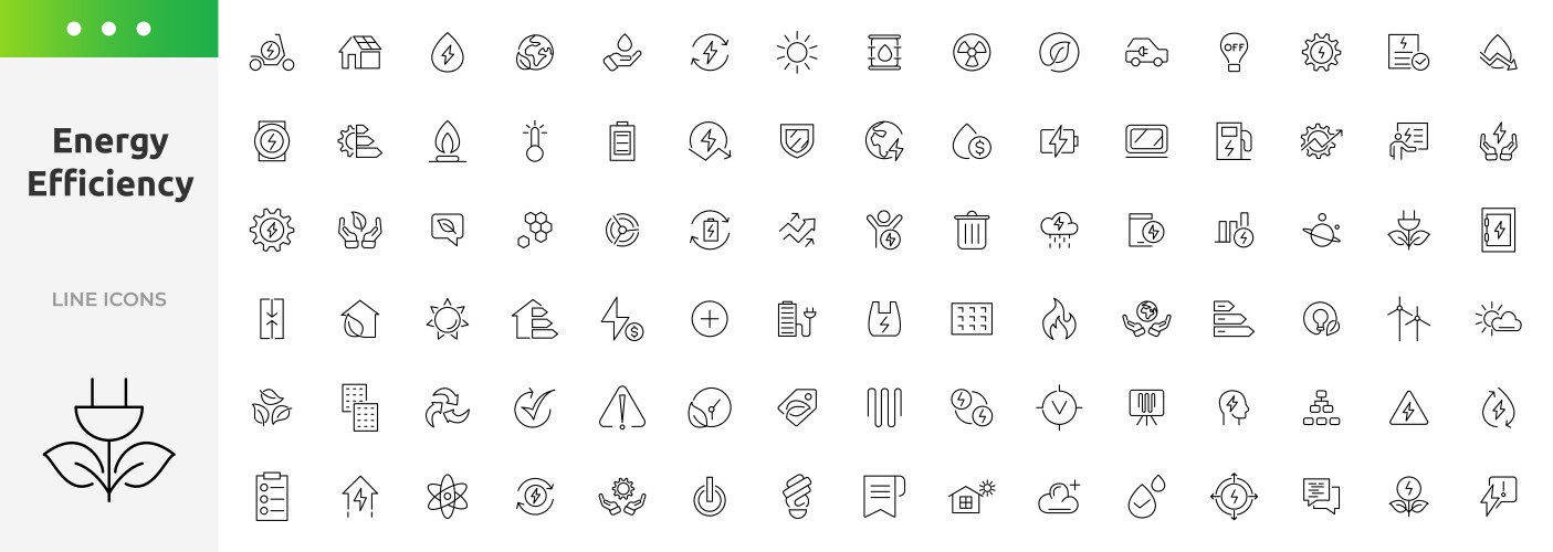 Energy efficiency icons electrical Royalty Free Vector Image