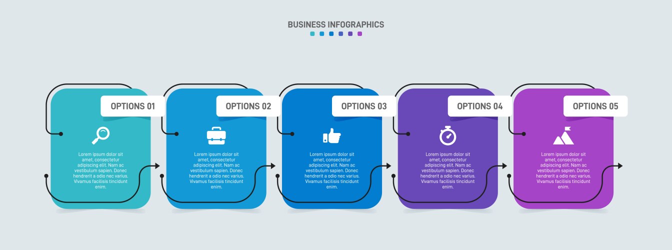 Horizontal progress bar featuring 5 arrow-shaped Vector Image