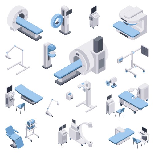 Isometric hospital tools medical diagnostic Vector Image