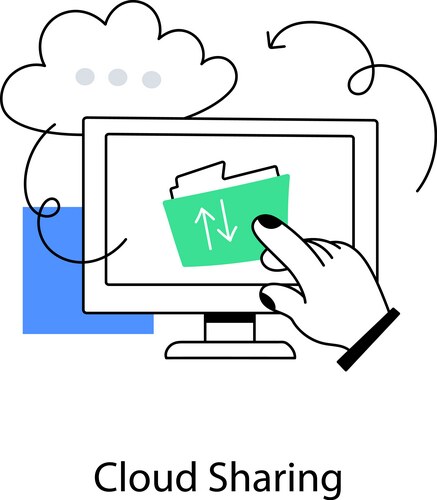 Cloud computing concept with data sharing icon – Royalty-Free Vector ...