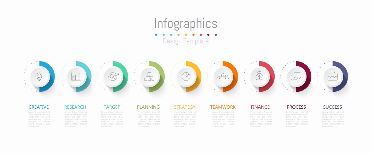Infographic 9 options design elements Royalty Free Vector