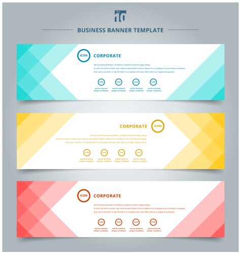 Set of banner web template geometric horizontal Vector Image