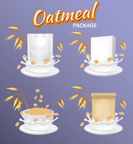 Oatmeal set realistic Royalty Free Vector Image