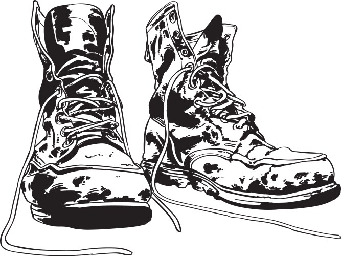 Old dirty boots Royalty Free Vector Image - VectorStock