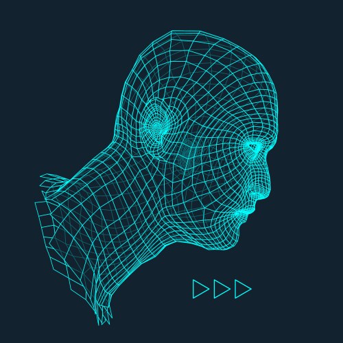 Head 3d grid geometric face design Royalty Free Vector Image