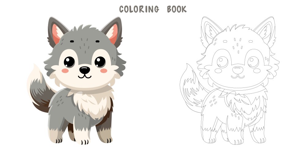 Coloring page of set cute autumn animal Royalty Free Vector