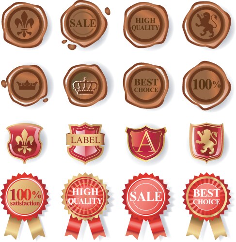 Flat cartoon wax seals icon set different sealing Vector Image