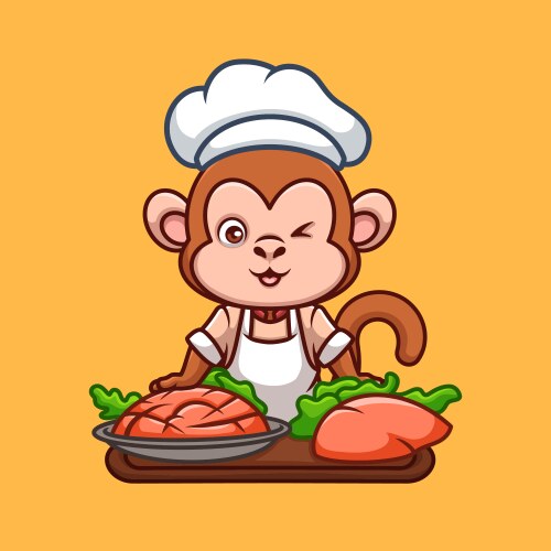 Chef monkey cute cartoon Royalty Free Vector Image