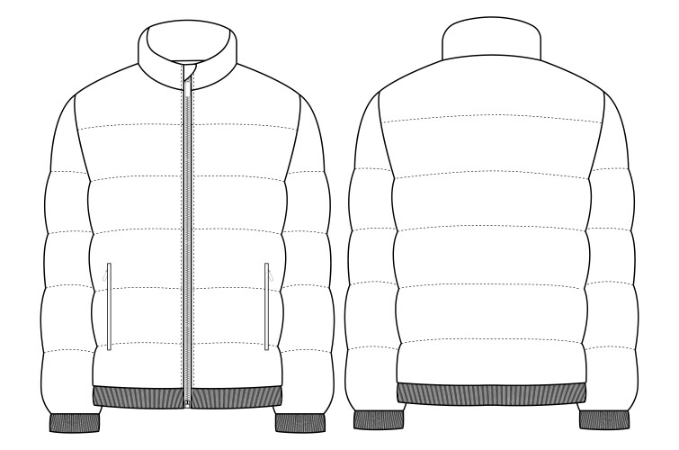 Women puffer jacket mockup template design Vector Image