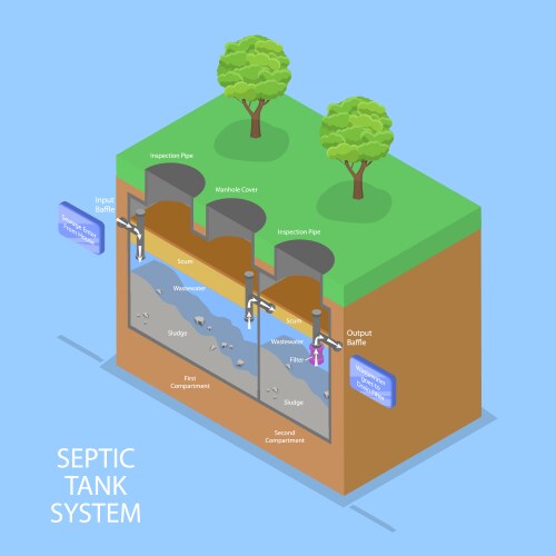 Septic tank diagram system Royalty Free Vector Image