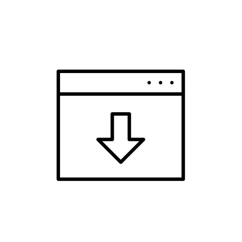 Browser window with downward arrow downloading Vector Image