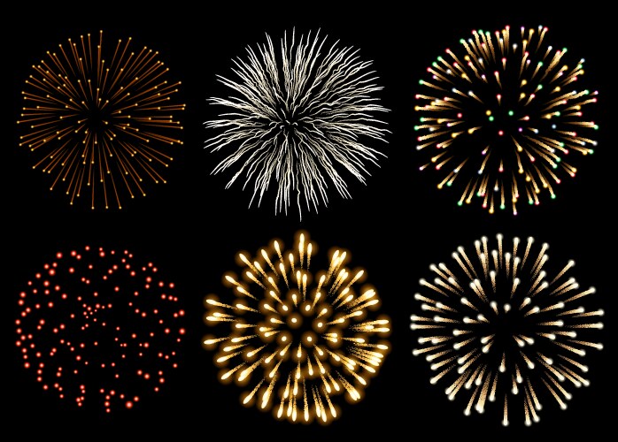 Brightly colorful fireworks and salute- isolated Vector Image