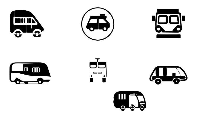 Minimal simple black logo design with an rv Vector Image