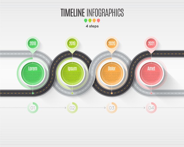 Navigation map infographic 4 steps timeline Vector Image